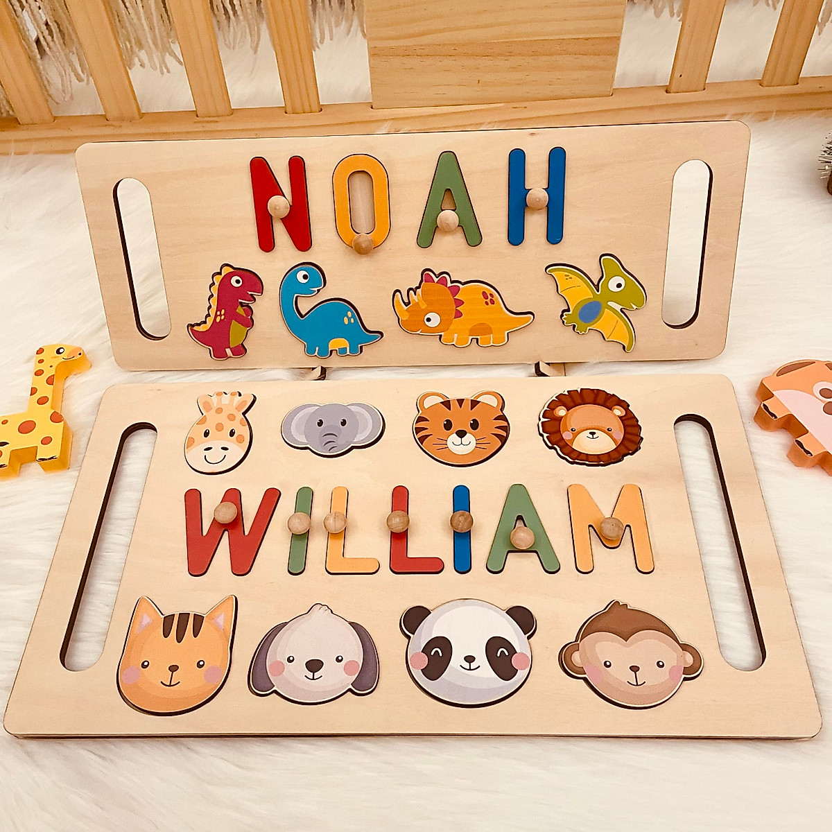 Name Puzzle for Kids Personalized, Custom Name Puzzle for Toddlers 1-3, 1st Birthday Gifts for Girl and Boy, Montessori Learning Toddler Toy, Baby Puzzles 12-18 Months…