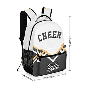 XIUCOO Cheerleaders Yellow Black Backpack Personalized Name Waterproof Travel Bag for Boys Girls Gift