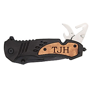 Personalized Gift for Father's Day, Engraved Pocket Knife For Everyday Carry, Pocket Knife with Clip for Valentine's Day, Groomsmen Gifts & Anniversary Gifts for Men, Black