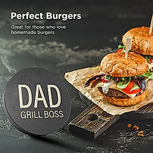 GALVANOX Grilling Gift for Dad, Non-Stick Hamburger Press Patty Maker, Aluminum BBQ Burger Mold “Dad Grill Boss” for Fathers Day/Birthday Boxed