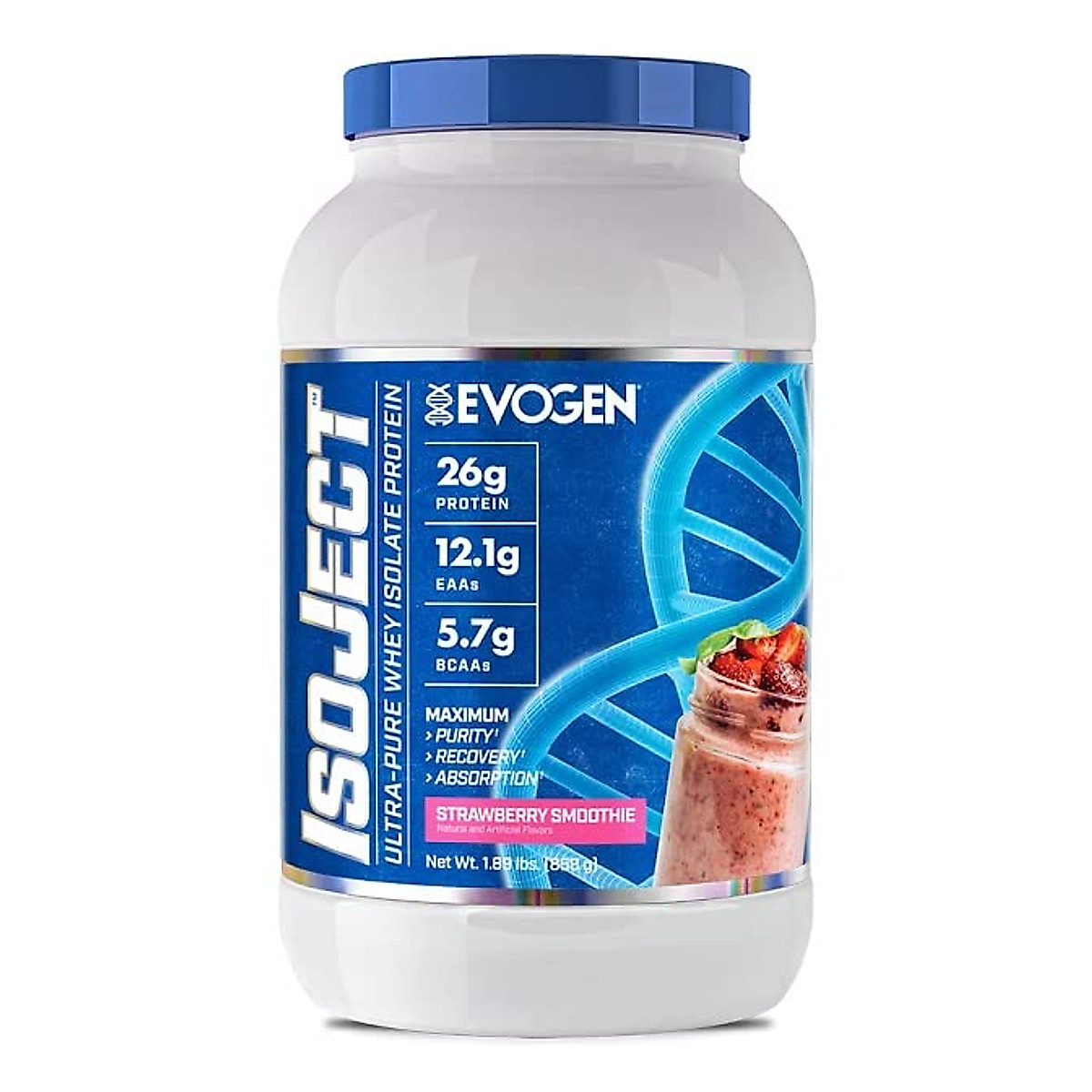 Evogen Isoject Strawberry | Premium Whey Isolate Loaded with BCAA, EAA, Ignitor Enzymes, Recovery, Shakes, Smoothies | 26 Serv