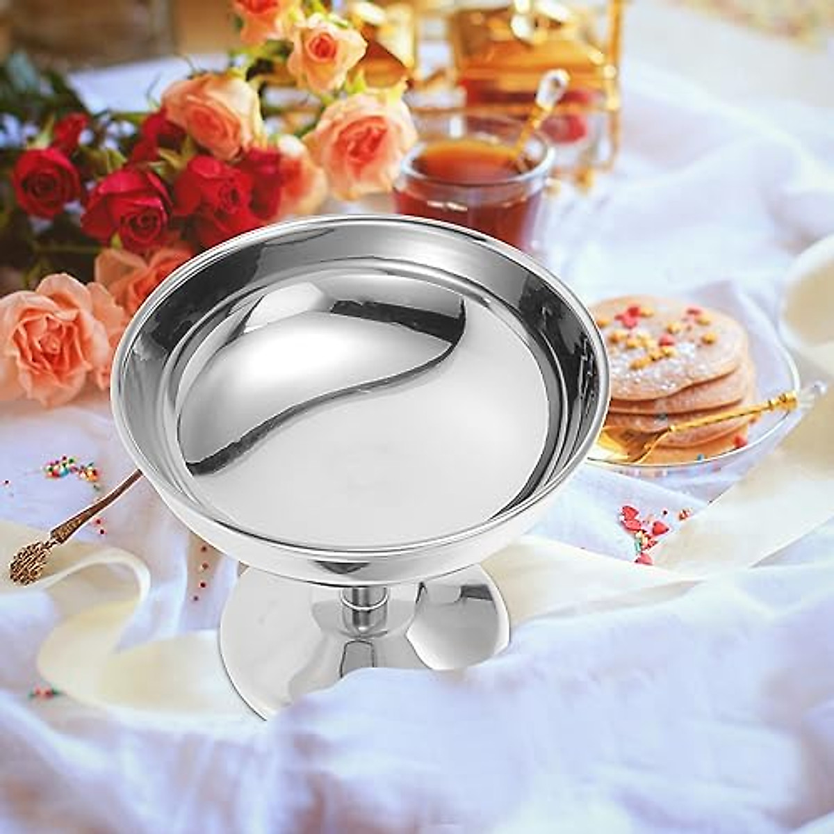 DOITOOL Pudding Cups Ice Cream Cups Dessert Dish Stainless Steel Sundae Bowls Snack Yogurt Cup Pudding Cup Salad Cup Serving Dish Fruit Container Footed Trifle Tasters