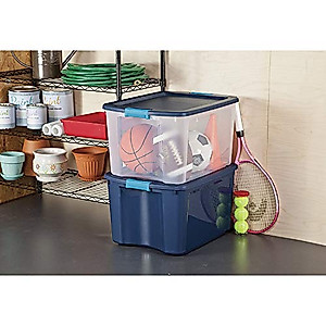 Sterilite True Blue 72 Qt./18 Gal. Latching Storage Bin with Clear Base