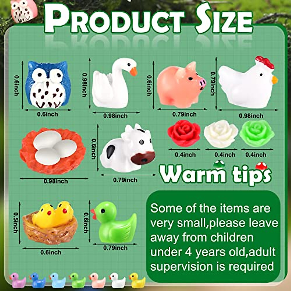 300 Pcs Miniature Fairy Garden Accessories Fairy Garden Kit Mini Animals Mushroom Flower Tiny Animals Figurine Mini Resin Figures Outdoor Micro Landscape Ornaments for Dollhouse Bonsai Terrarium Decor