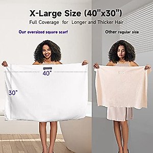 Umisleep Extra Large Microfiber Hair Towel for Women Long, Curly, Thick Hair, Super Soft Anti Frizz Quick Dry Hair Towel Wrap, Ultra Absorbent Hair Turban with Elastic Band White