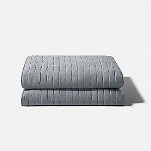 Gravity Blanket Upgraded Cooling Weighted Blanket for Adults, 35 lbs Grey 90"x90" Queen, Original Weighted Blanket for Sleep, Cotton Made Blanket with Washable Cooling Cover & Zipper Fastening