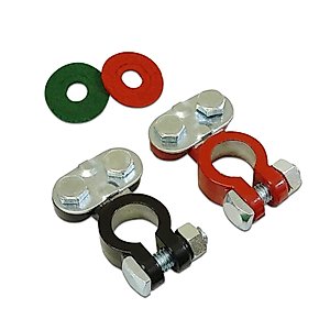 neynavy 2 PCS Cables Terminal Connectors, Zinc Plated Car Battery Cable Terminal Connector Top Terminal with 2 PCS Washers, Fit for Marine Car Boat RV Vehicles (Silver)