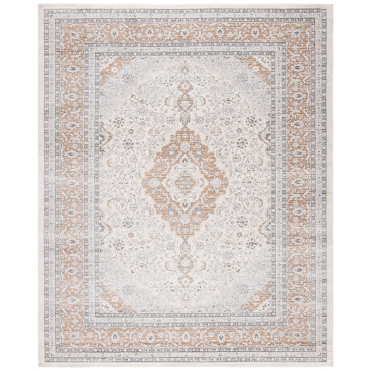 SAFAVIEH Isabella Collection Area Rug - 10' x 14', Cream & Beige, Oriental Design, Non-Shedding & Easy Care, Ideal for High Traffic Areas in Living Room, Bedroom (ISA919B)
