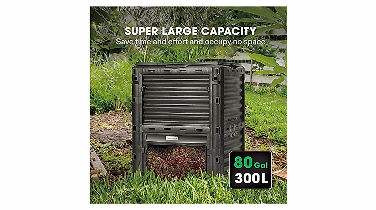 VIVOSUN Compost Bin 80Gallon (300L), Outdoor Composter W/Large Capacity ...