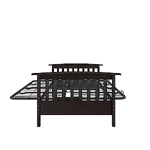 DHP Laurel Full Size Espresso Wood Arm Futon Frame with 6" Thermobonded High Density Polyester Fill Tan Microfiber Mattress