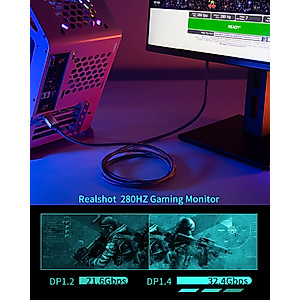 390HZ CUATU 10FT 3M Dp Displayport Cable 1.4 4K 144Hz, 2K 240HZ 280Hz to Display Port Cable 6Ft 8K UHD TV,PC Gaming Monitor VESA E-Sports HDR 10 32.4GB HDCP2.2 FREESYNC G-SYNC Expand (Silvery,10Ft)