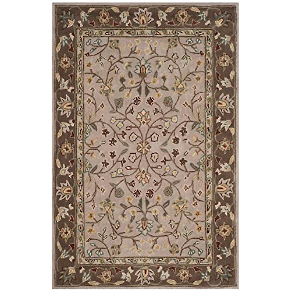 SAFAVIEH Total Performance Collection Accent Rug - 3' x 5', Ivory & Taupe, Hand-Hooked Oriental, Non-Shedding & Easy Care, Ideal for High Traffic Areas in Entryway, Living Room, Bedroom (TLP722B)