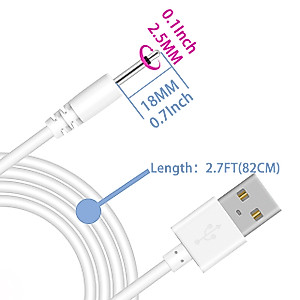 Bicmice 2.7Ft USB DC Charging Cable 2.5mm DC Charger Cord Fast Charging Replacement Cable