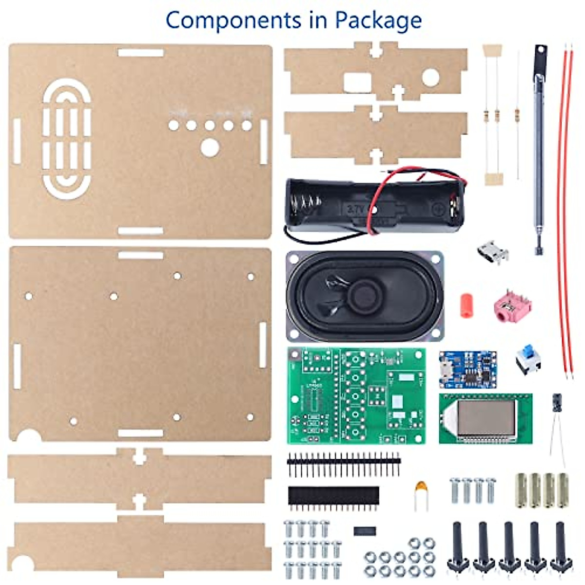 MiOYOOW FṂ Radio Kit, LCD Display Rechargeable Digital Radio Module DIY Kit with Headphone Jack, Soldering Leaning Project for College High School Education and Home Office Outdoor Use