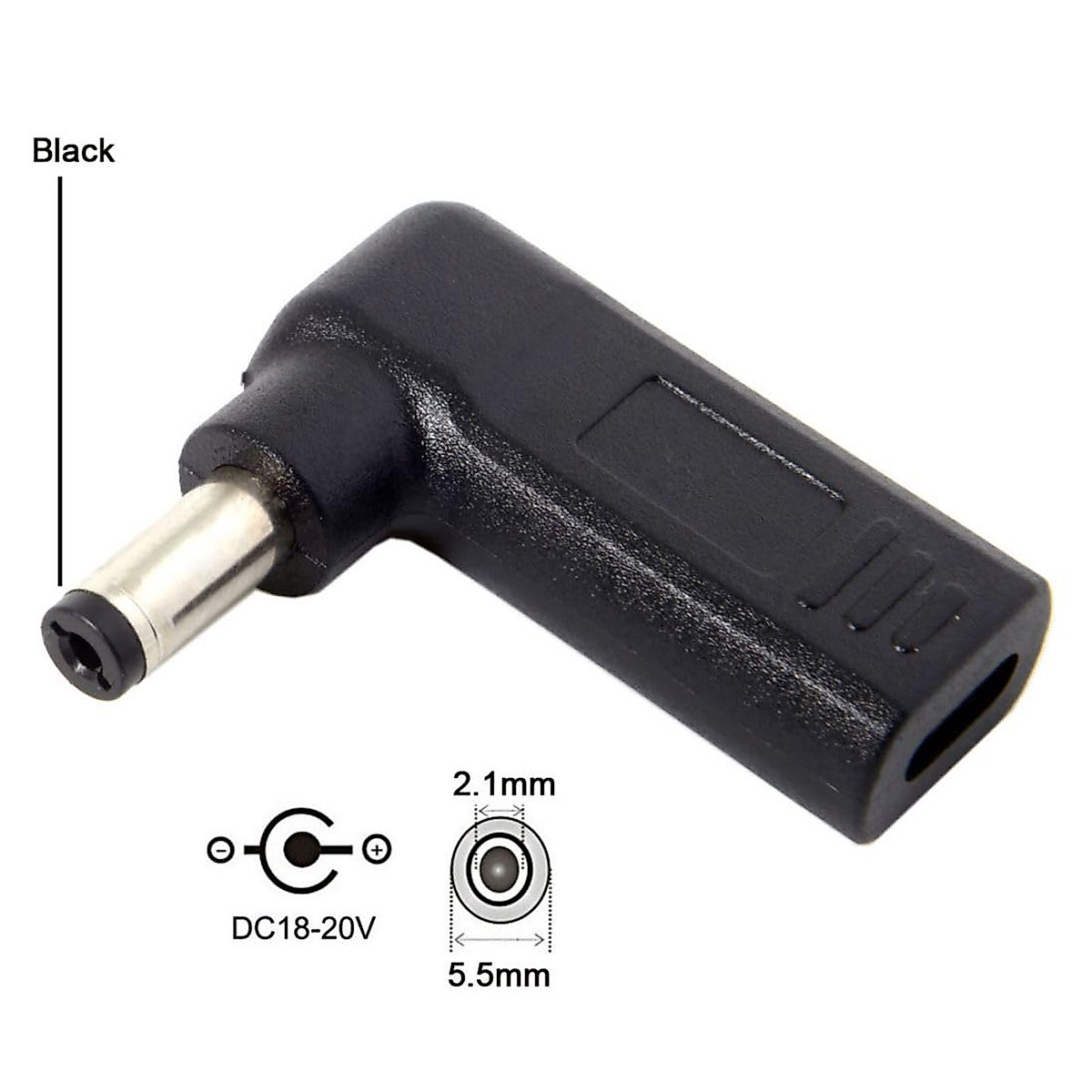 chenyang CY USB 3.1 Type C USB-C to Rectangle DC Plug 5.5mmx2.1mm Adapter PD Emulator Trigger 90 Degree Angled for Laptop Tablet (5.5x2.1MM)