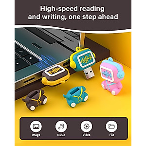 Bilious Cute Rhythmic Musician Shaped USB Flash Drive, Thumb Drive 64gb Waterproof USB 2.0 Memory Stick Small Size USB Drive Gift (64GB, Blue)