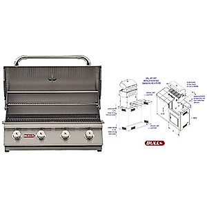 AMS Fireplace AMS BULL grill 30 Outlaw BBQ Grill with BULL single Side Burner, 30 DoorDrawer Combo, Single Drawer, Sink and Cover (Natural Gas)