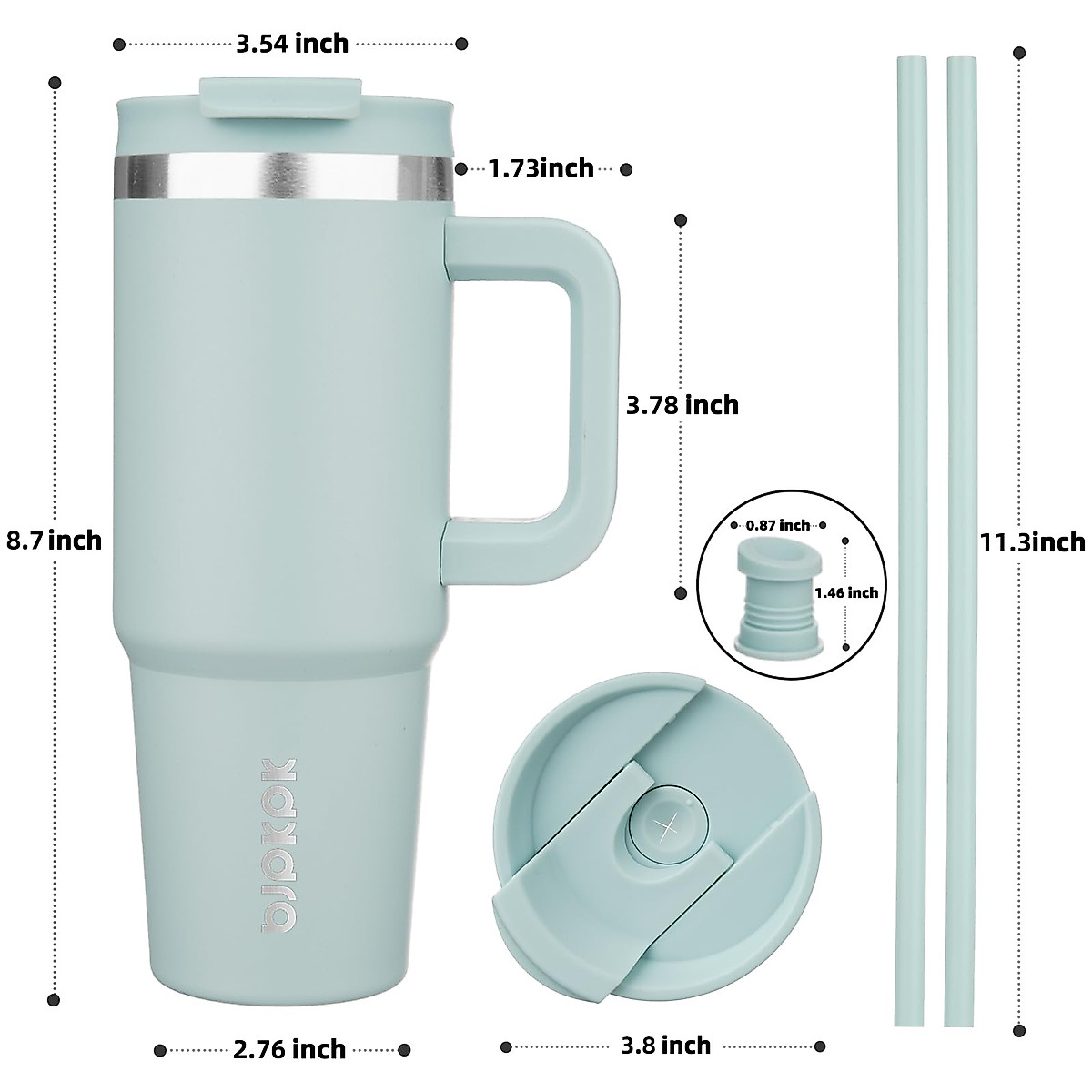BJPKPK 30 oz Tumbler With Handle Insulated Tumblers With Lid And Straw Stainless Steel Thermal Cup,Blue Haze