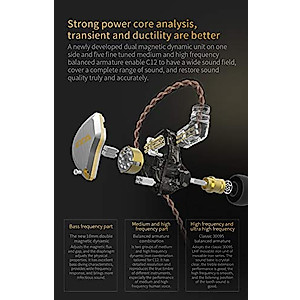 CCA C12 in-Ear Monitors, 5BA+1DD Hybrid HiFi Stereo Noise Isolating IEM Wired Earphones/Earbuds/Headphones with Detachable Tangle-Free Cable 2Pin for Musician Audiophile (Without MIC, Dream Blue)