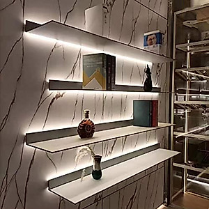 SLVUAFRN Floating Display Shelf with Built-in Illuminated LED Light and Transformer, Metal Wall Mounted Light-Emitting Shelves, Lighted Display Stand for Entrance Bar Countertop Living Room Bathroom…