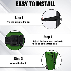 PEUTIER 4 PCS Wheelie Trash Bin Can Lid Lock for Animals, Adjustable Trash Can Bands Dustbin Lock Garbage Can Lid Lock Straps for Animals Outdoor Squirrels Dogs Bears Raccoons