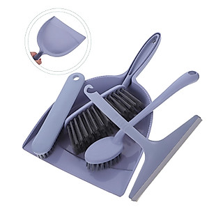 KOMBIUDA 1 Set Mini Broom Set Whisk Broom Small Pan Small Hand Broom Small Hand Whisk Broom Mini Desktop Sweeper Small Broom Brush Table Whisk Broom Cartoon Broom Handle The Pet Lavender