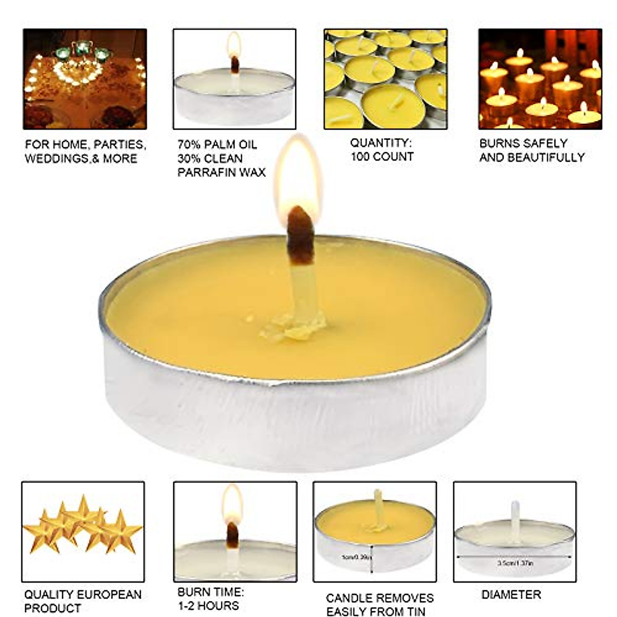 OUO Tea Lights Candles, 50 Pack Smokeless Candles,Small Candles, Dripless & Long Lasting Mini Tealight Candles for Mood, Dinners, Parities, Home, Decoration, Wedding, Crafts(Blue)