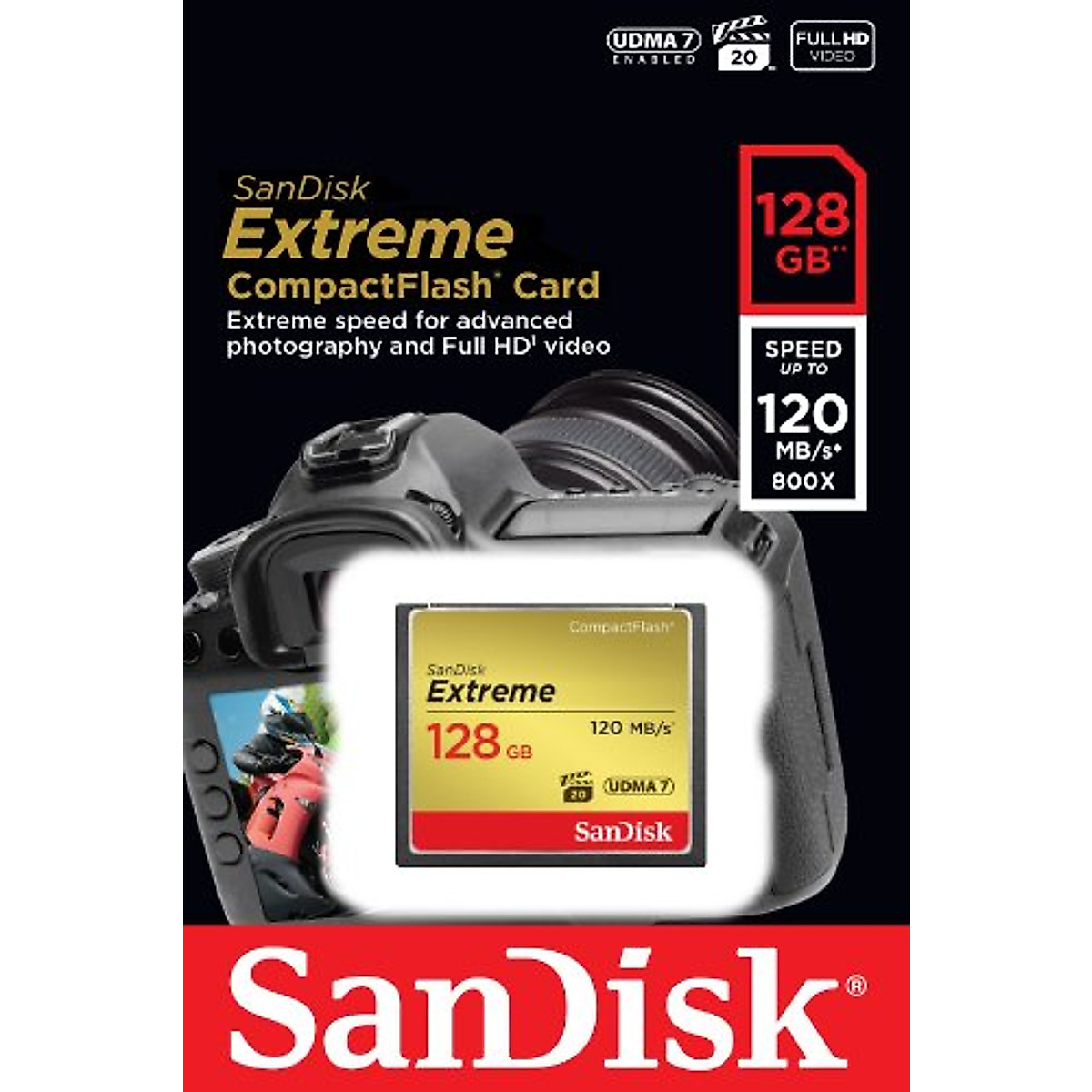 SanDisk Extreme 128GB CompactFlash Memory Card UDMA 7 Speed Up To 120MB/s- SDCFXS-128G-X46
