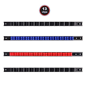CASOMAN 4 pcs Screwdriver Organizer and Wrench Organizer, Hand Tool Holder, Plastic Rail Wrench Hanger with Clips