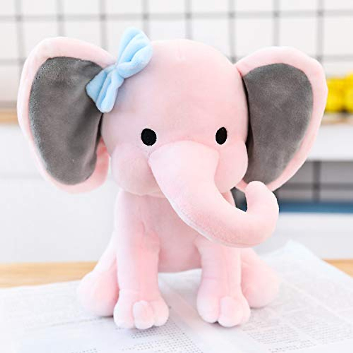 boqopod Stuffed Elephant Animal Plush Toys 9 Inch (Pink)