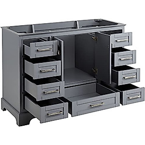 Signature Hardware 953527-48-UM-8 Quen 48" Free Standing Single Vanity Set with Wood Cabinet, Vanity Top and Oval Undermount Vitreous China Sink - 8" Faucet Holes