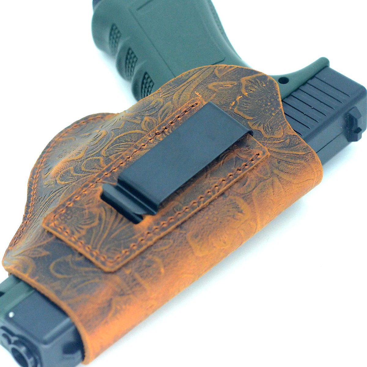 JJNUSA Leather IWB Holster, Genuine Leather Gun Holster for Glock 19 42 43X, Ruger LCP LC9S Security 9 Max 9, Taurus G2 G2C G3C GX4, Springfield Hellcat XD, Sig P365 P320, M&P Fits Most 9mm Flower