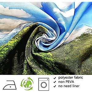 LB Sage Green Cactus Plant Shower Curtain Decor,Purple Flower and Succulent Botanical on Black Shower Curtains for Bathroom 60X72 inch Polyester Fabric Bathroom Decoration Bath Curtains Hooks Included