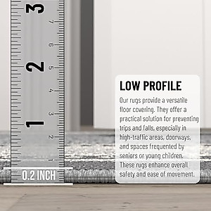 Ottomanson Machine Washable Bordered Design Non-Slip Rubberback 2x7 Traditional Runner Rug for Hallway, Kitchen, Bedroom, Living Room, 1'10" x 7', Light Gray