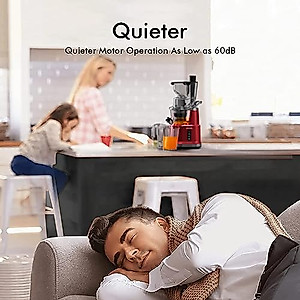 SIFENE Whole Slow Juicer, Vertical Cold Press Juicer, Juice Maker Extractor with 3.2" Big Mouth for Whole Fruits and Vegetables, Easy to Clean, 200W Quiet DC Motor, BPA Free, Red