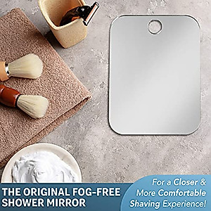 The Shave Well Company Original Anti-Fog Shaving Mirror | Fogless Bathroom Shower Mirror with Handheld Option for Men and Women | Hanging Shower Mirror Includes Long-Lasting Removable Adhesive Hook