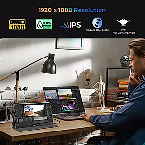 YUBWVO 15.6" 1080P Travel Monitor for Laptop Aluminum Alloy/3.8W Energy-efficient/0.2” Slim Portable Monitor IPS Display & Smart Cover, Extra Second Portable Screen for Laptop Portable