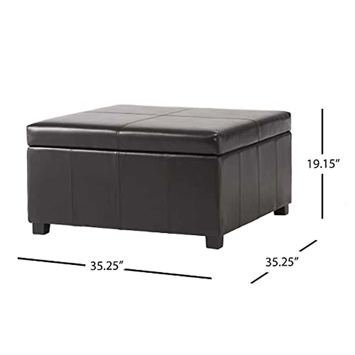 Christopher Knight Home Living Berkeley Brown Leather Square Storage Ottoman, Espresso