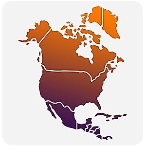 FINGERINSPIRE North America Map Stencil 11.8x11.8 inch Hollow Out United States Canada Mexico Map Drawing Stencil Reusable North America Travel Place Map Craft Stencil for Photo Album, Wall, Paper