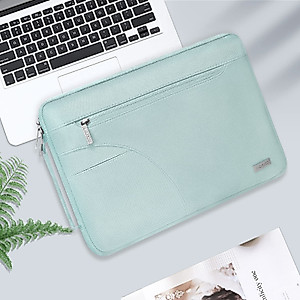 MOSISO Laptop Shoulder Bag Compatible with MacBook Air/Pro,13-13.3 inch Notebook,Compatible with MacBook Pro 14 2023-2021 A2779 M2 A2442 M1, Polyester Briefcase Sleeve with Side Handle, Mint Green