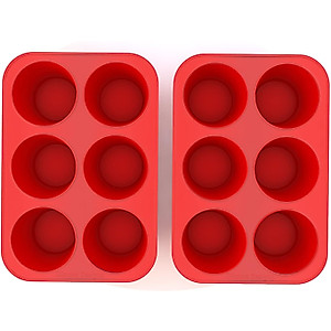 Silicone Texas Muffin Pans and Cupcake Maker, 6 Cup Large, Set of 2, Professional Use