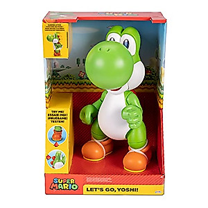 Super Mario Let's Go, Yoshi! 12-Inch-Tall Interactive Action Figure with 20+ Iconic Sounds & Music - Officially Licensed by Nintendo