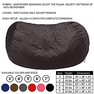 Amazon Basics Memory Foam Filled Bean Bag Lounger with Microfiber Cover, 6 ft, Grey, Solid