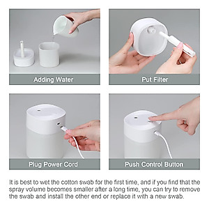 Zqlotxiao Portable Diffuser Humidifier - USB Cute Humidifier, Mini Air Humidifiers, Cool Mist Diffuser for Desk Baby Bedroom, Whisper Quiet & 2 Spray Modes, 400ml Water Tank