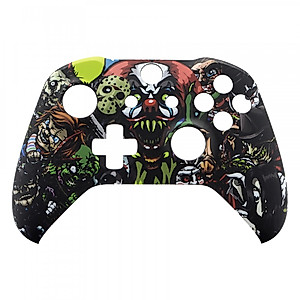 eXtremeRate Soft Touch Scary Party Patterned Faceplate Cover, Front Housing Shell Case Replacement Kit for Xbox One X S Controller - Controller Not Included