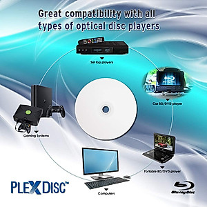 PLEXDISC 645-212 50 GB 6X Blu-ray Double Layer White Inkjet Recordable Disc BD-R DL, 10-Disc Spindle