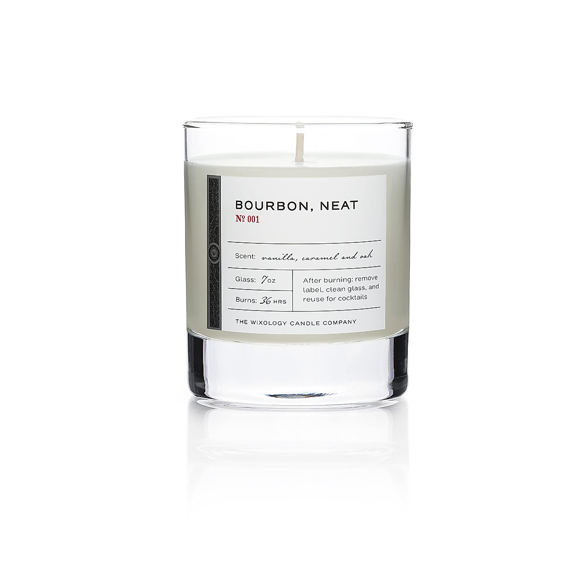 Wixology Cocktail Inspired Bourbon Neat Soy Candle - Vanilla Caramel and Oak Scented Candle in Reusable Rocks Glass - Made in Kentucky - 7 oz