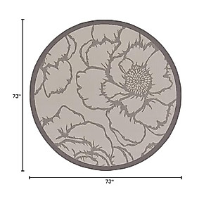 Unique Loom Outdoor Botanical Collection Area Rug - Rose (6' 1" Round, Gray/ Silver)