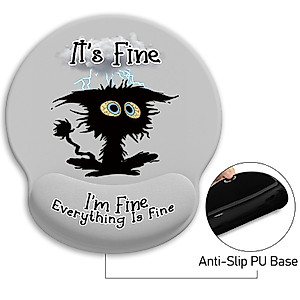 Ergonomic Mouse Pad with Wrist Support, Mouse Pad with Wrist Rest, Black Cat Gaming Mousepad with Non-Slip Pain Relief PU Base, Cute Mouse Pad for Desk Accessories Office Supplies Decor