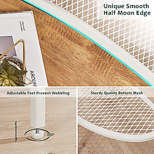 SAYGOER Console Table 2 Tier Narrow Entryway Table with Storage Shelves Half Moon Sofa Couch Table Small Entry Way Tables for Living Bedroom Hallway Office Easy Assembly, Oak White